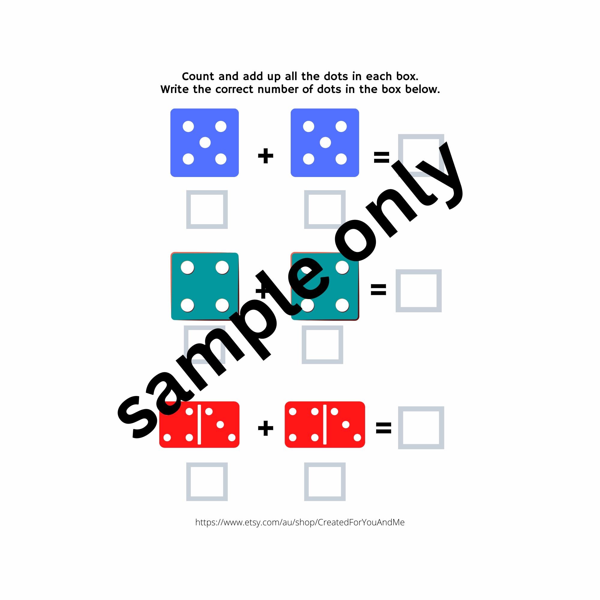 Grade 1 Kindergarten Math Addition Worksheets, Instant Downloadable PDF ...