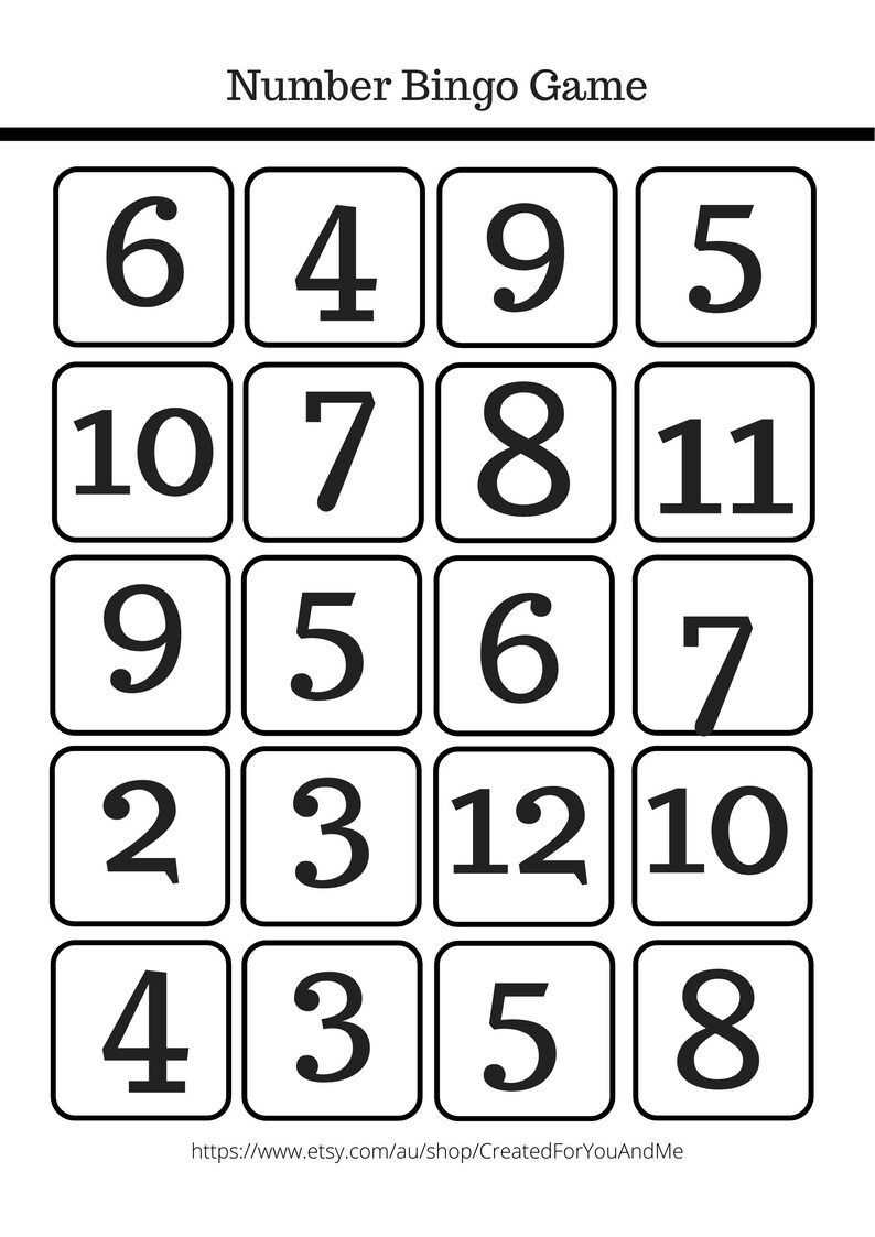 15 Number Bingo Game, Teaching Aids, Instant Download File, Home ...