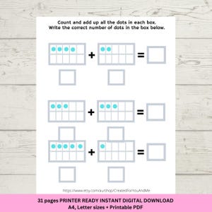 Arithmetic Maths Addition Worksheets, Instant Downloadable PDF Page ...