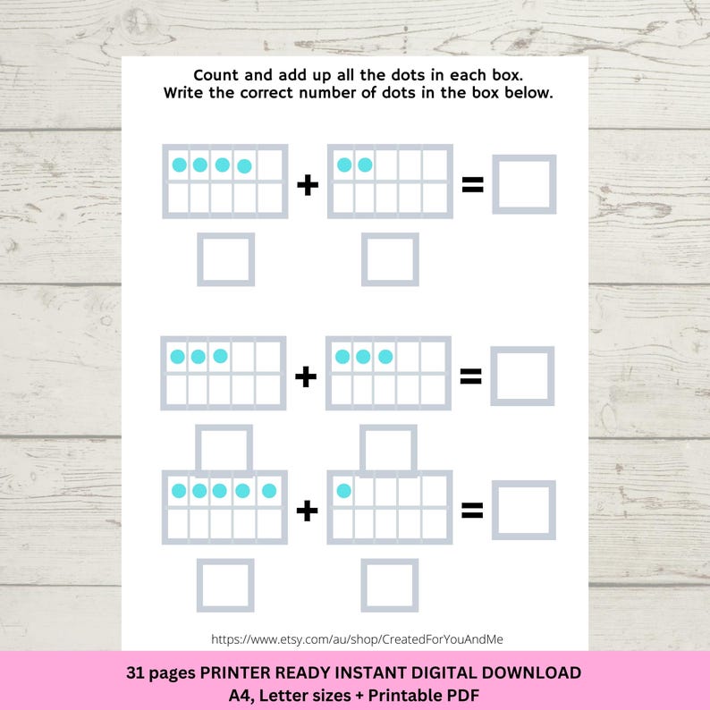 Arithmetic Maths Addition Worksheets, Instant Downloadable PDF Page ...