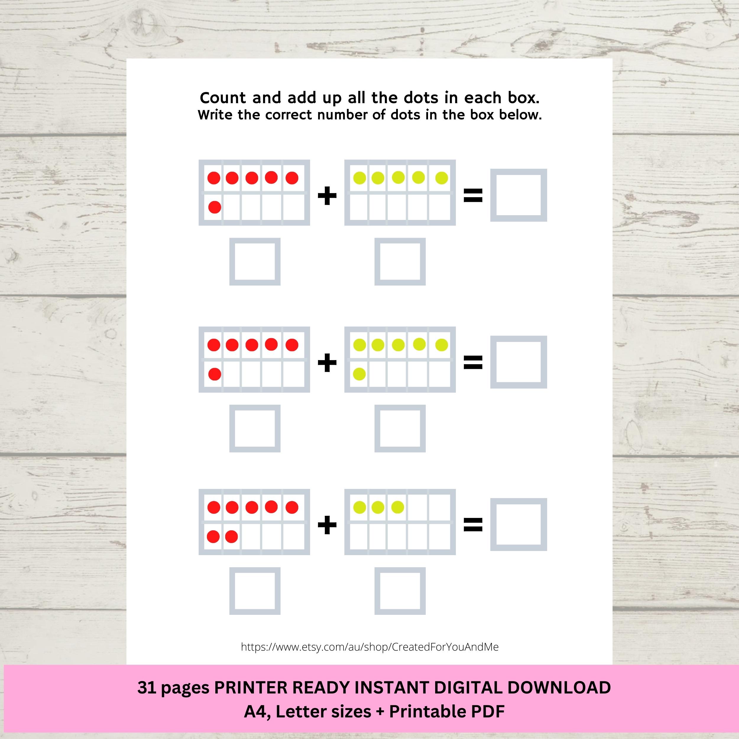 Arithmetic Maths Addition Worksheets, Instant Downloadable PDF Page ...