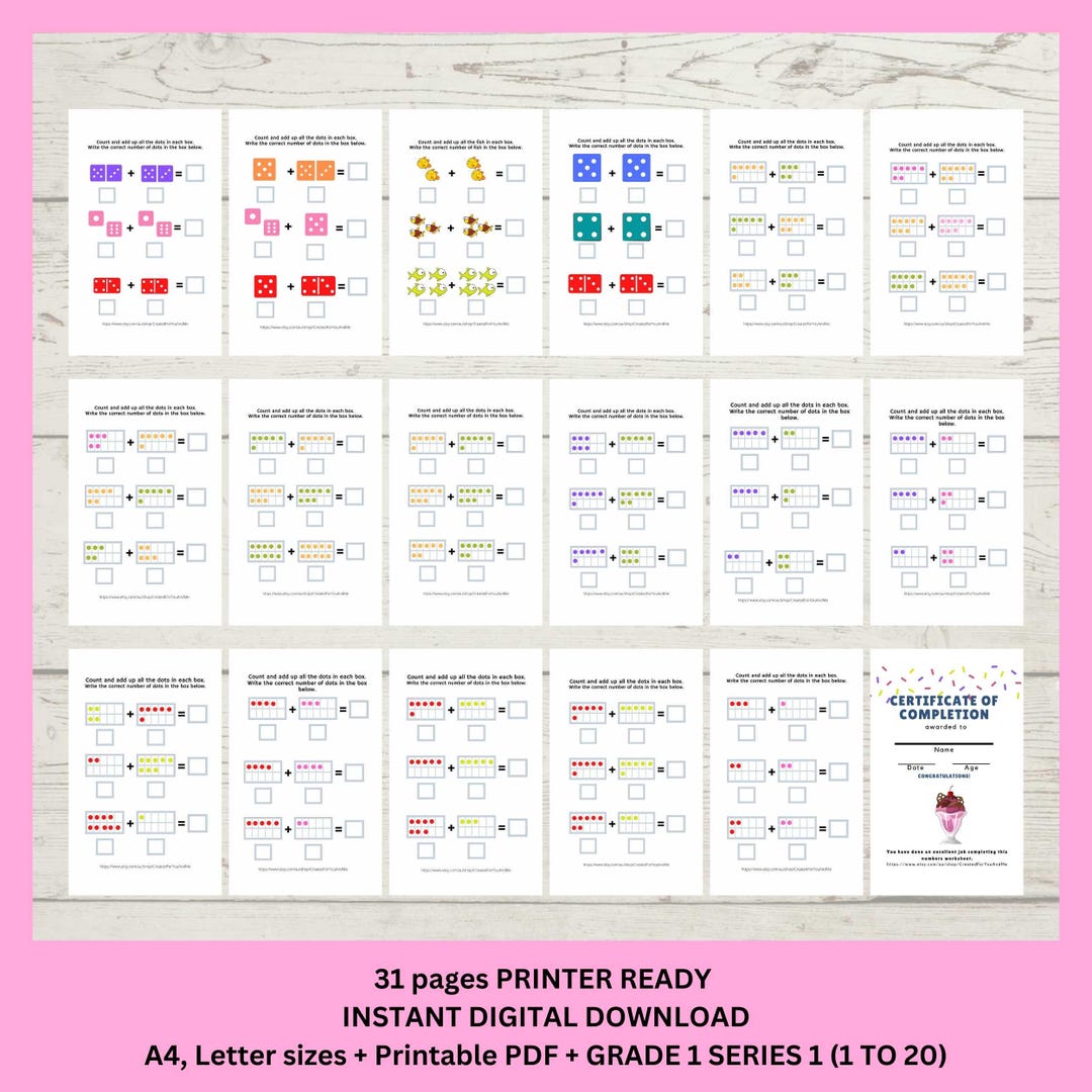 Arithmetic Maths Addition Worksheets, Instant Downloadable PDF Page ...