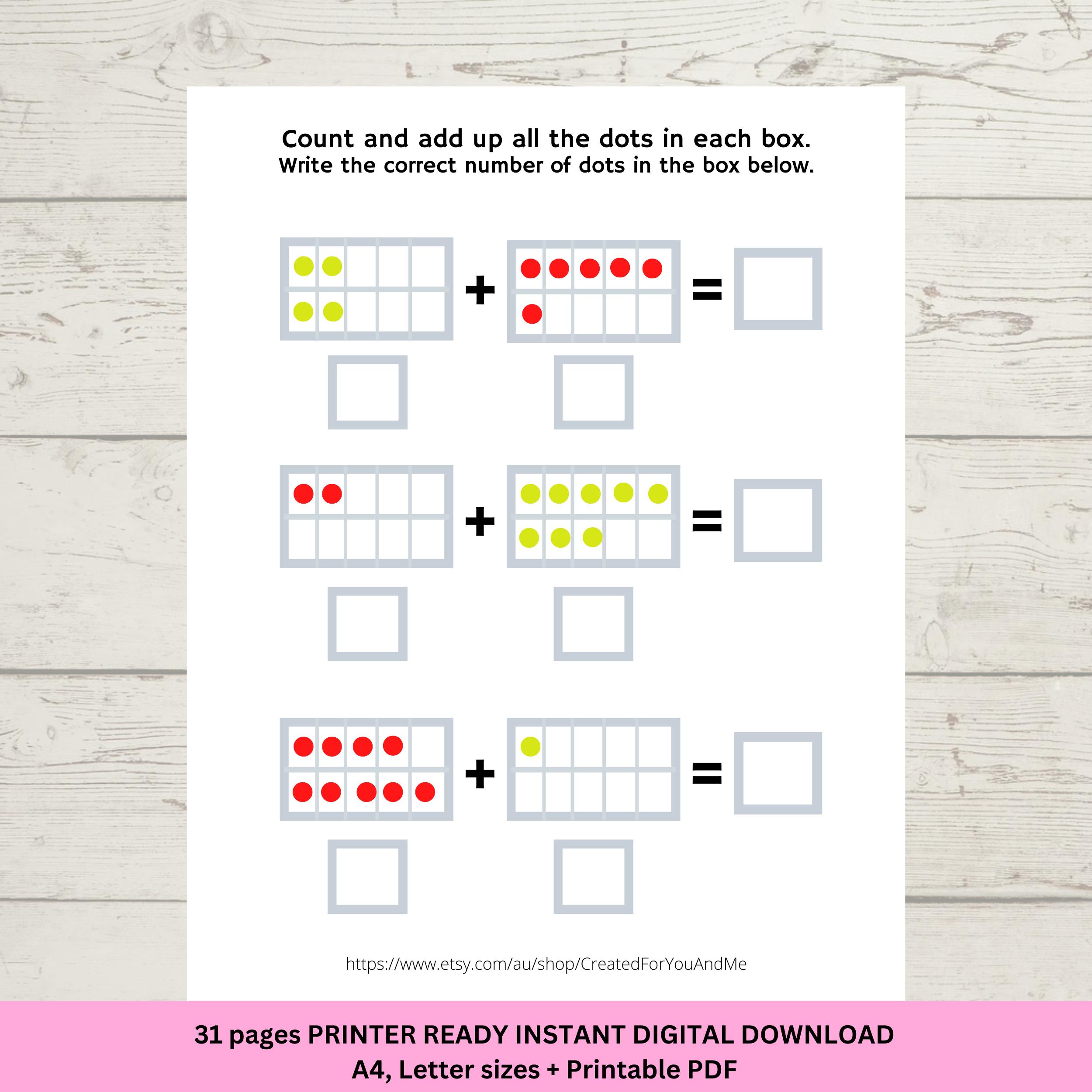 Arithmetic Maths Addition Worksheets, Instant Downloadable PDF Page ...