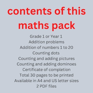 Arithmetic Maths Addition Worksheets, Instant Downloadable PDF Page ...