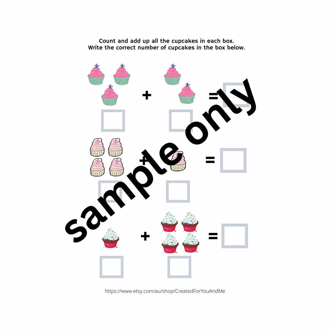 Grade 1 Kindergarten Math Addition Worksheets, Instant Downloadable PDF ...