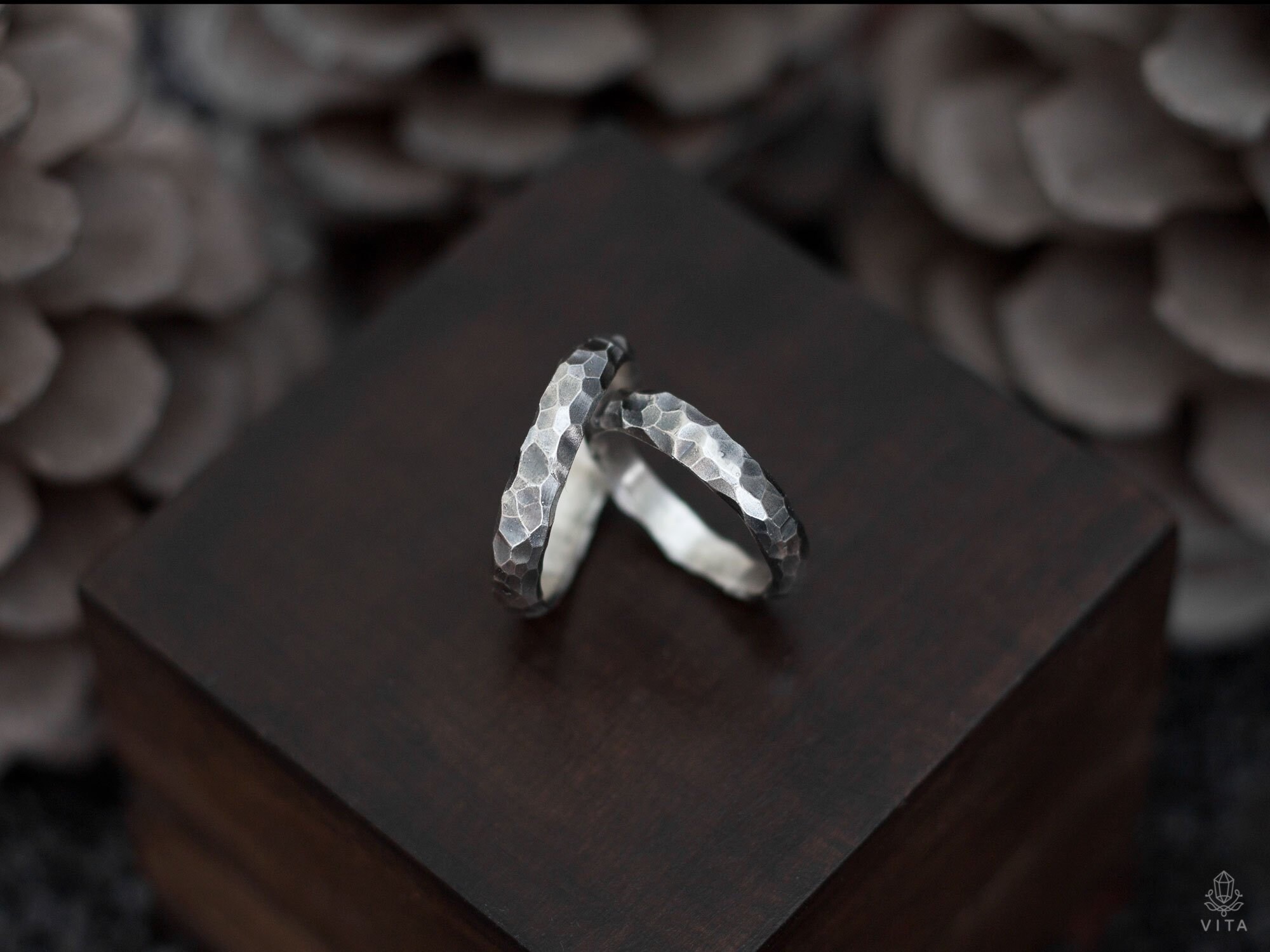 Rough stone texture silver ring raw stone textured stacking | Etsy