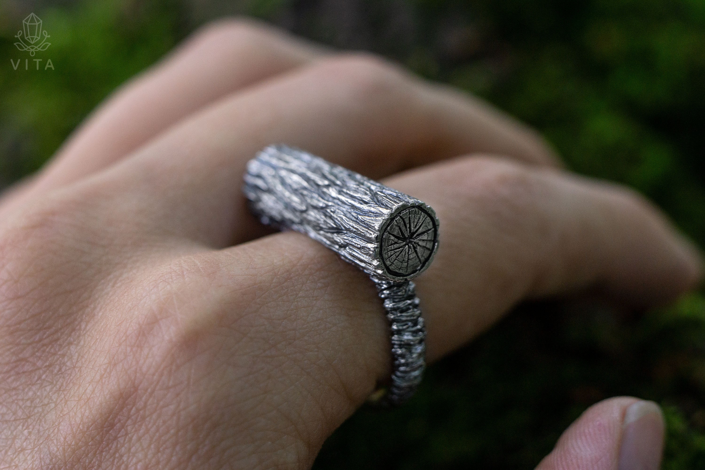 Tree stump ring Timber ring Stump silver ring Tree stump | Etsy