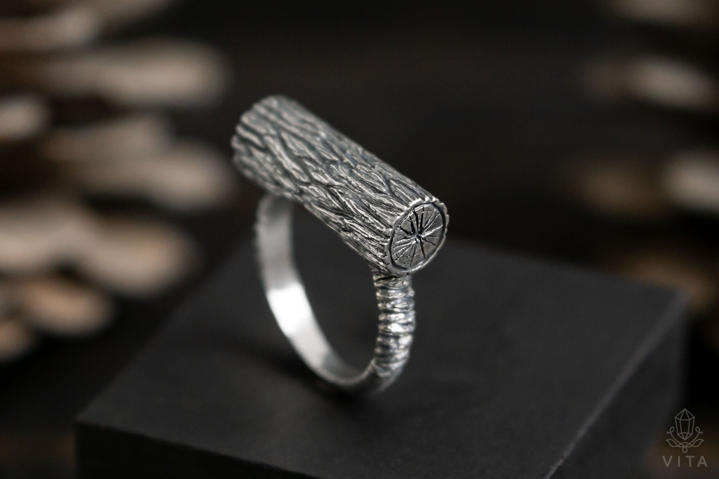 Tree stump ring Timber ring Stump silver ring Tree stump | Etsy