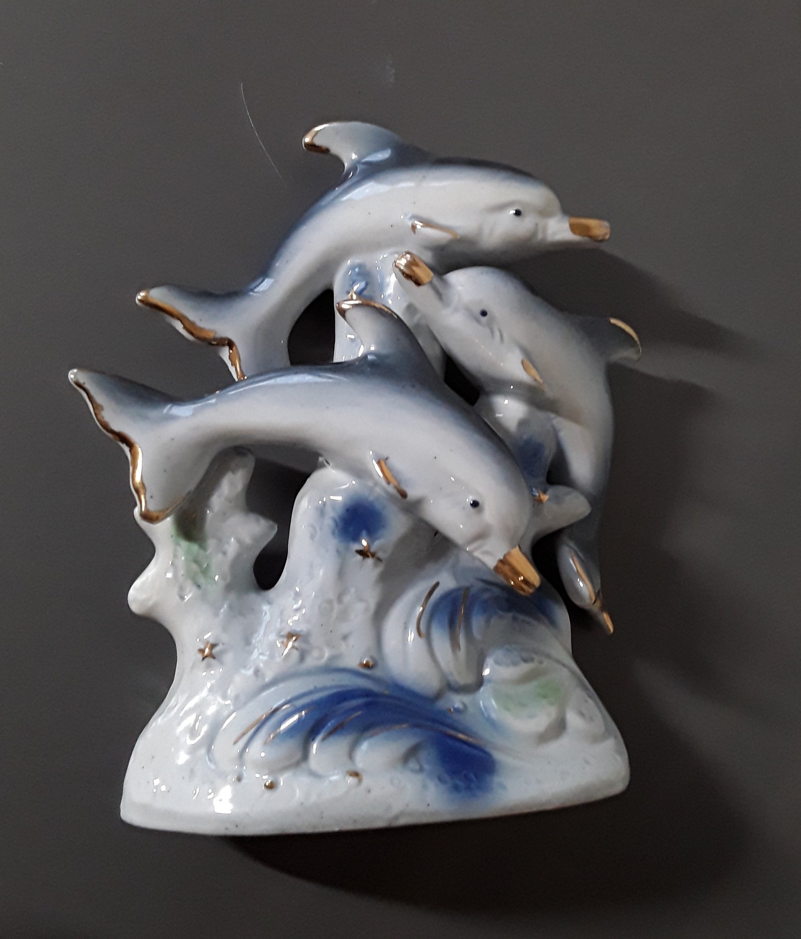 Vintage Hand Painted Dolphin Dolphins Figurine Home Decor Sea - Etsy