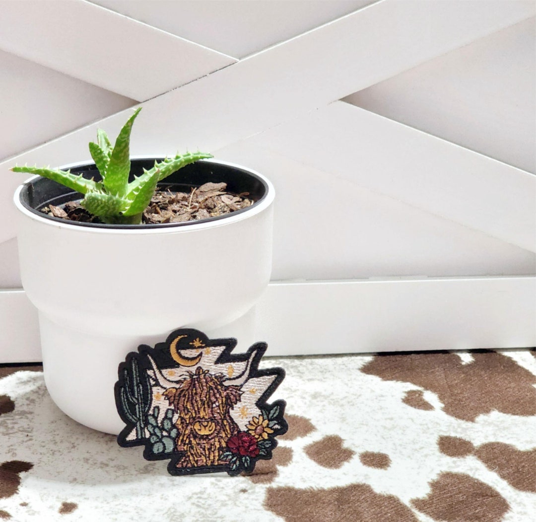 Cow, Western Patch, Highland Cow Patch, Embroidery Patch, Aztec Patch ...