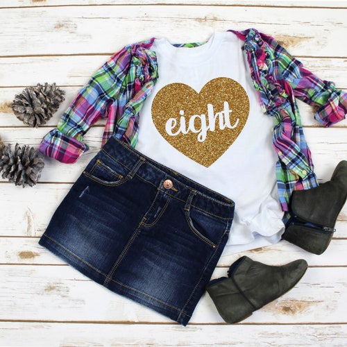 Eight & Great 8th Birthday Shorts Outfit 8 Year Old Girl | Etsy