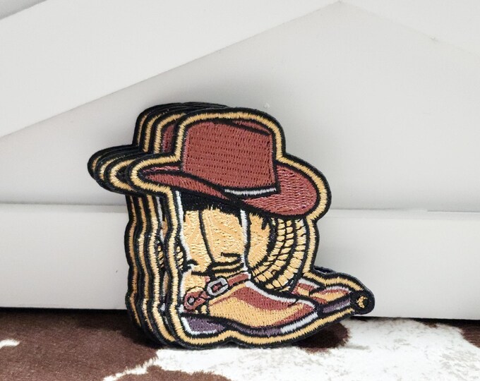 Cowboy Boots, Embroidered Patch, Western Lasso, Cowboy Hat Patch ...