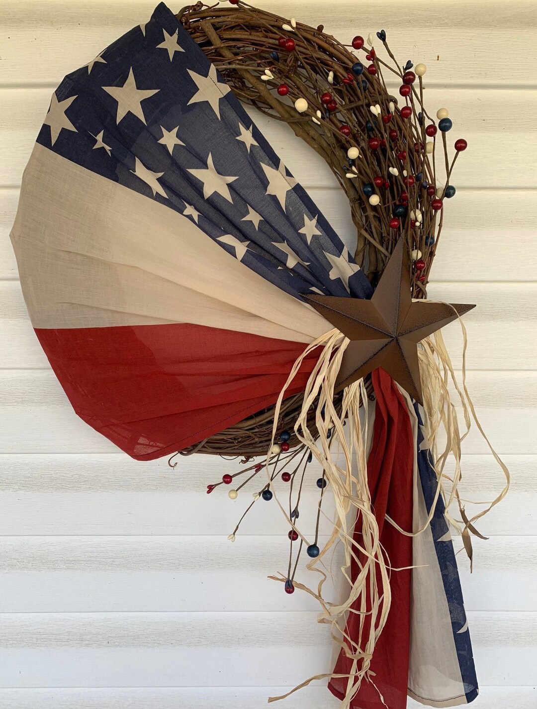 Patriotic Wreath, Independence Day Decor, Patriotic Decor, Red White ...