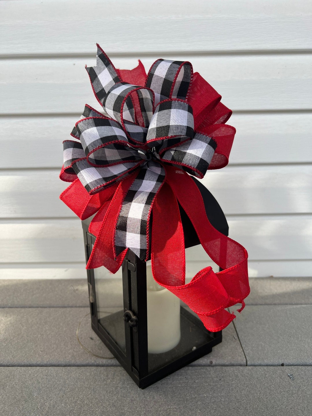 Red Buffalo Plaid Bow Black and White Bow, Everyday Wreath Bow ...