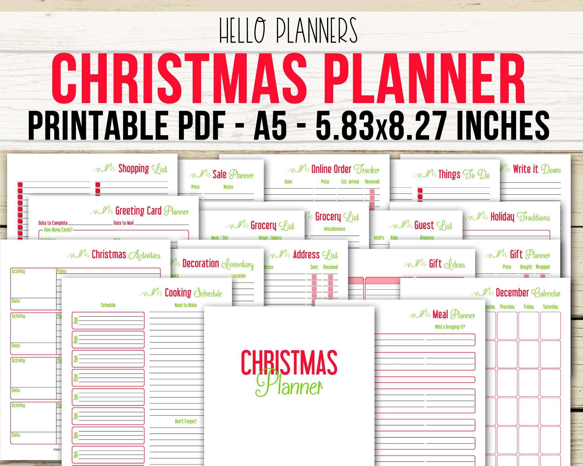 Christmas Planner Printables Filofax A5 Printable Inserts Holiday ...