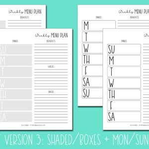 Printable Meal Planner Printable Menu Planner Letter Size Planner ...