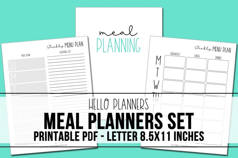 Printable Meal Planner Printable Menu Planner Letter Size - Etsy