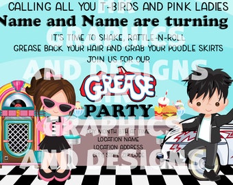 Digital Invitation Template for Grease Themed Party. - Etsy Canada