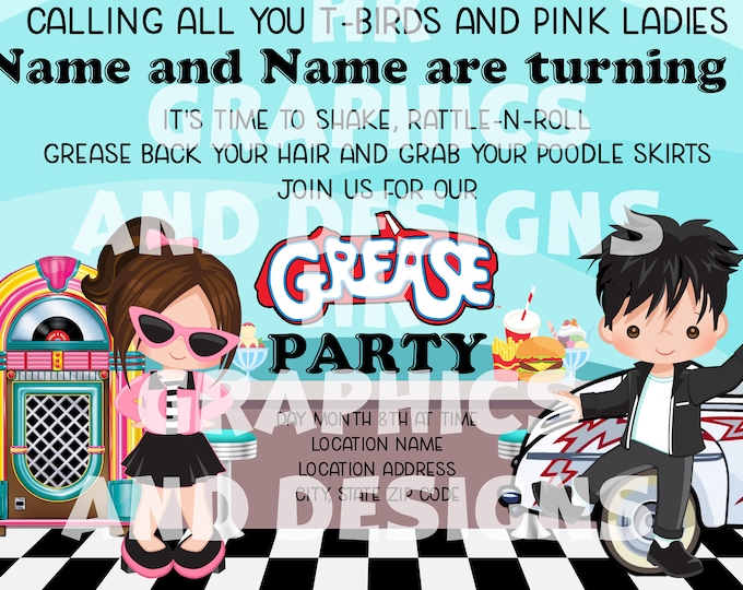 Digital Invitation Template for Grease Themed Party. - Etsy Canada