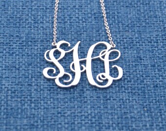 Sterling Silver Monogram Necklace1.5 Inch Monogrammed - Etsy