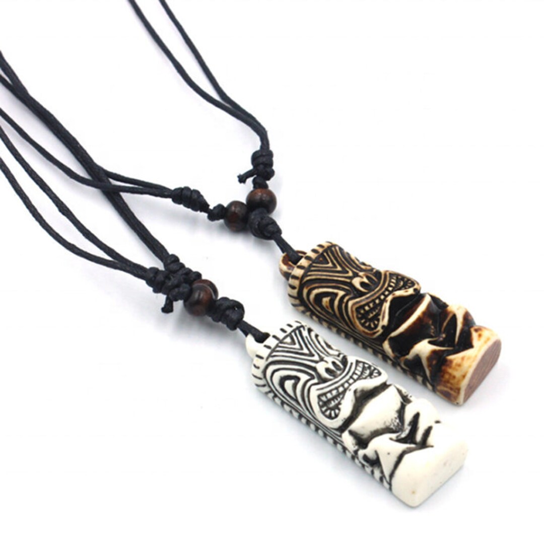 Tiki Choker/necklace With Rope Chain Modern Primitive Surfing Accessory ...