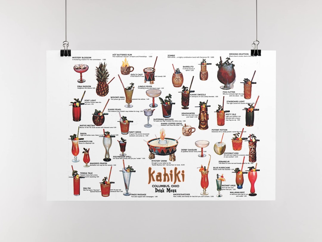 Kahiki Vintage Tiki Bar Cocktail Menu - Etsy