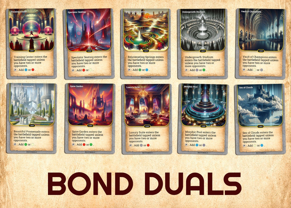 126x Unique Dual Land Proxy Cards, True + Dual + Bond + Fast + Slow ...