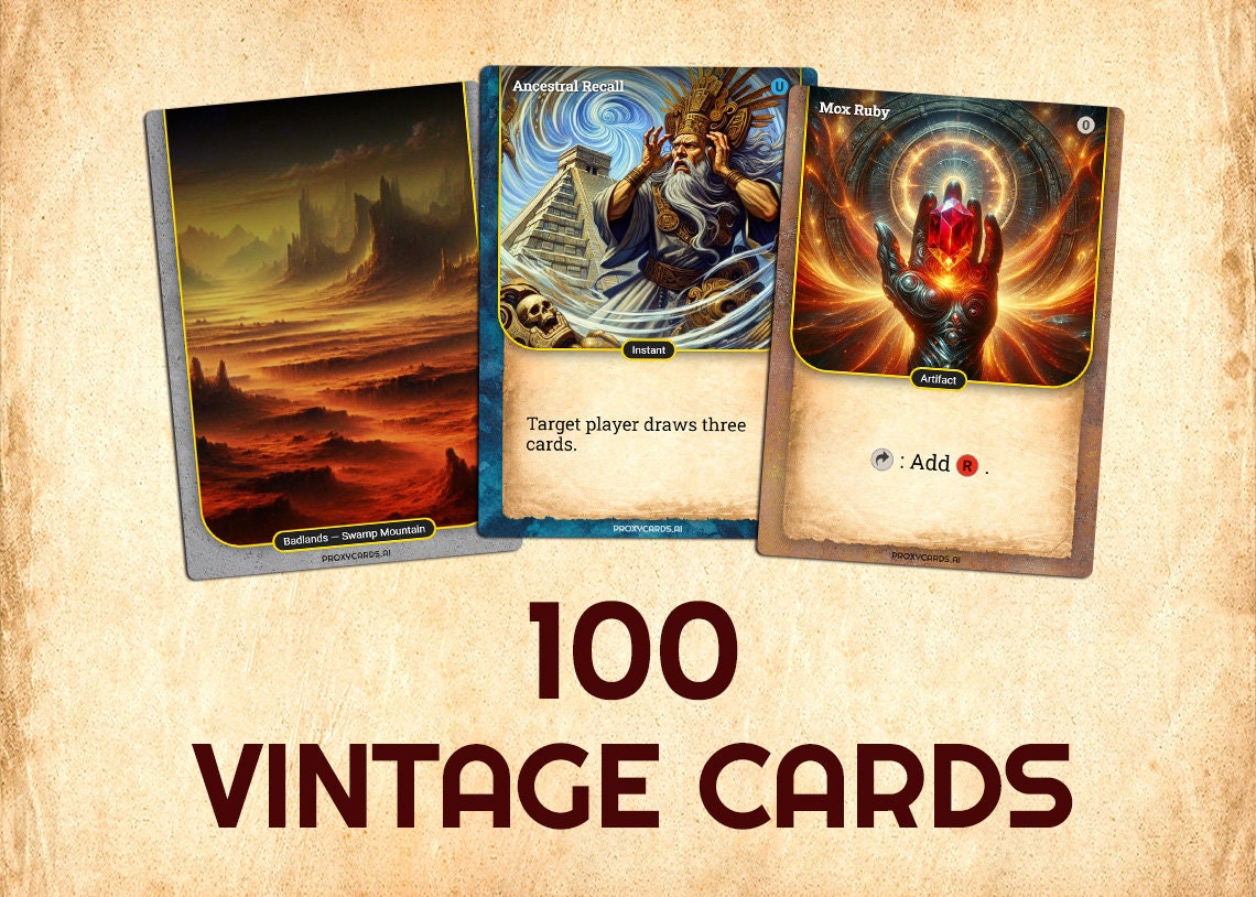 100x Unique Vintage Proxy Cards, Power Nine, Dual Lands, Arabian Nights ...
