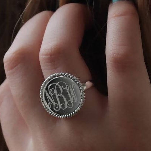 Personalized Monogram Ring 925 Sterling Silver 3 Initials | Etsy
