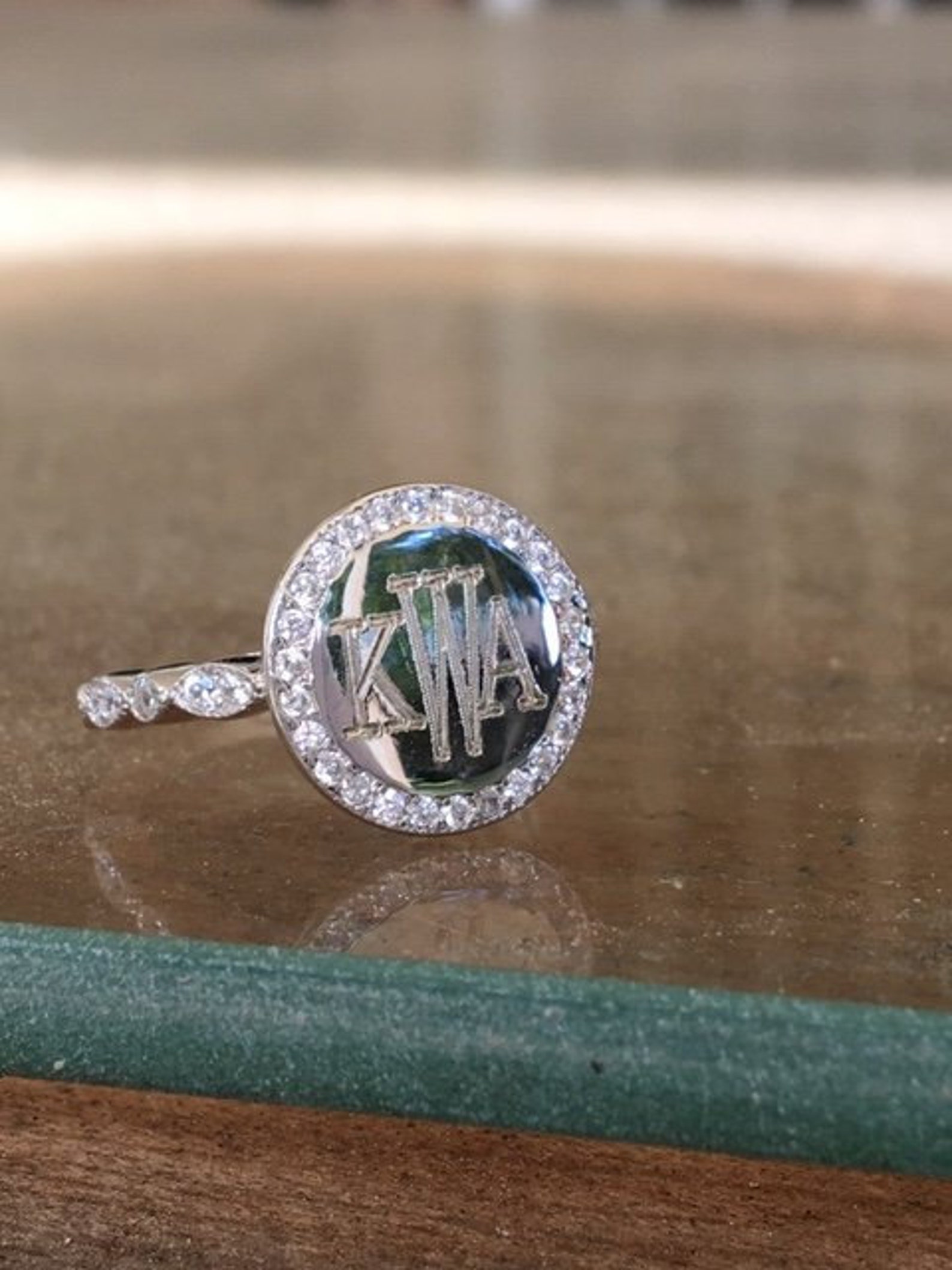 Monogrammed Sterling Silver Ringsterling Silver CZ Ring | Etsy