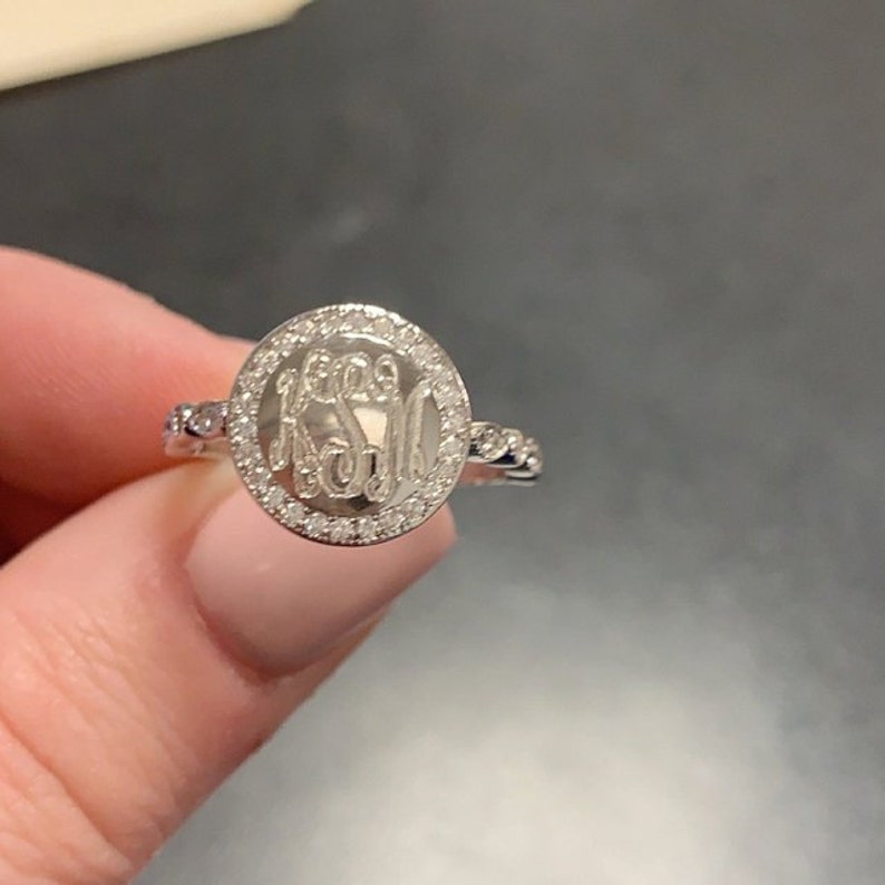 Monogrammed Sterling Silver Ringsterling Silver CZ Ring | Etsy