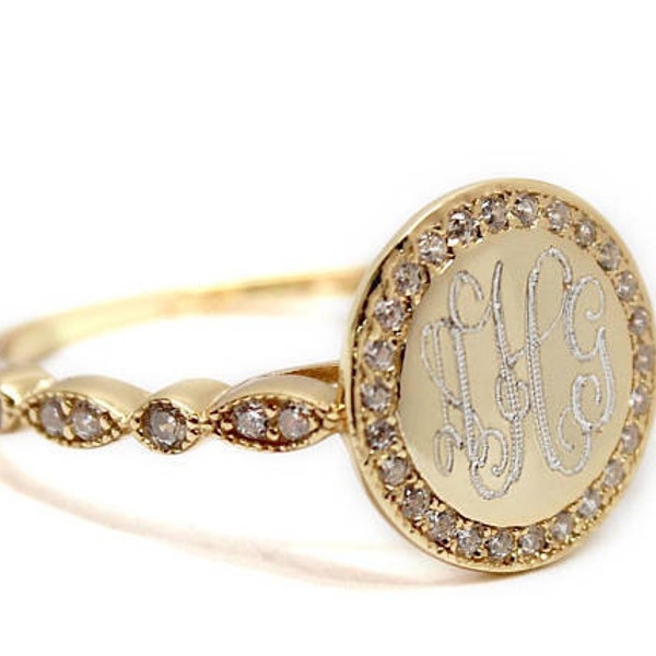 Monogram Ring - Etsy