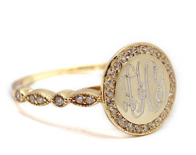 Monogrammed Ring, Personalized CZ Ring, Personalized Ring, Sterling ...