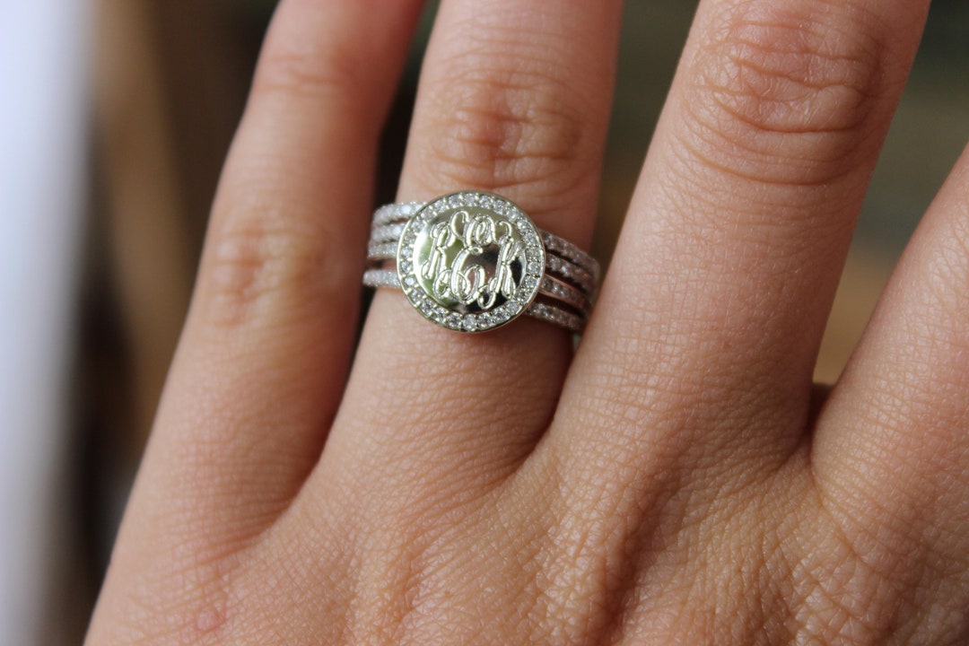 Monogrammed Sterling Silver Ring, Sterling Silver Ring, Engraved Ring ...