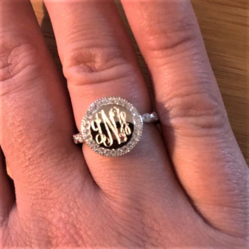 Monogrammed Sterling Silver Ringsterling Silver CZ Ring | Etsy