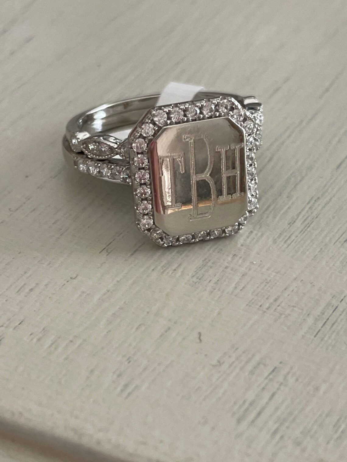 Monogram Ring Sterling Silver Stackable Ring Personalized - Etsy