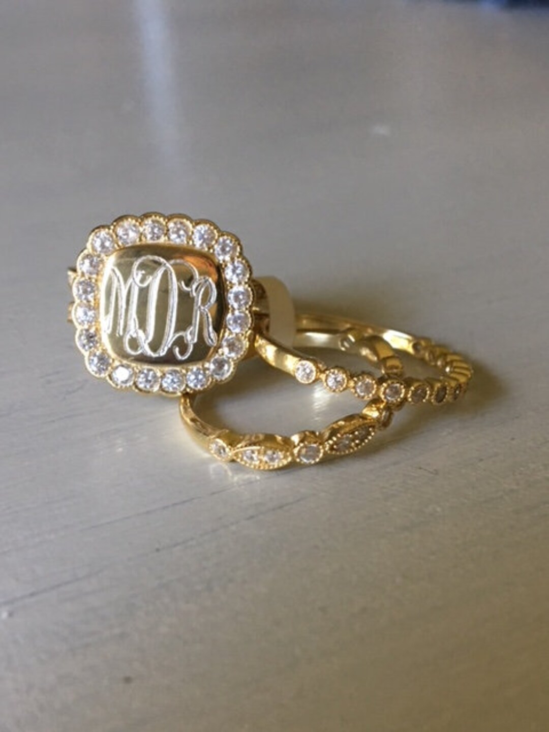 Monogram Ring Sterling Silver Stackable Ring Personalized - Etsy