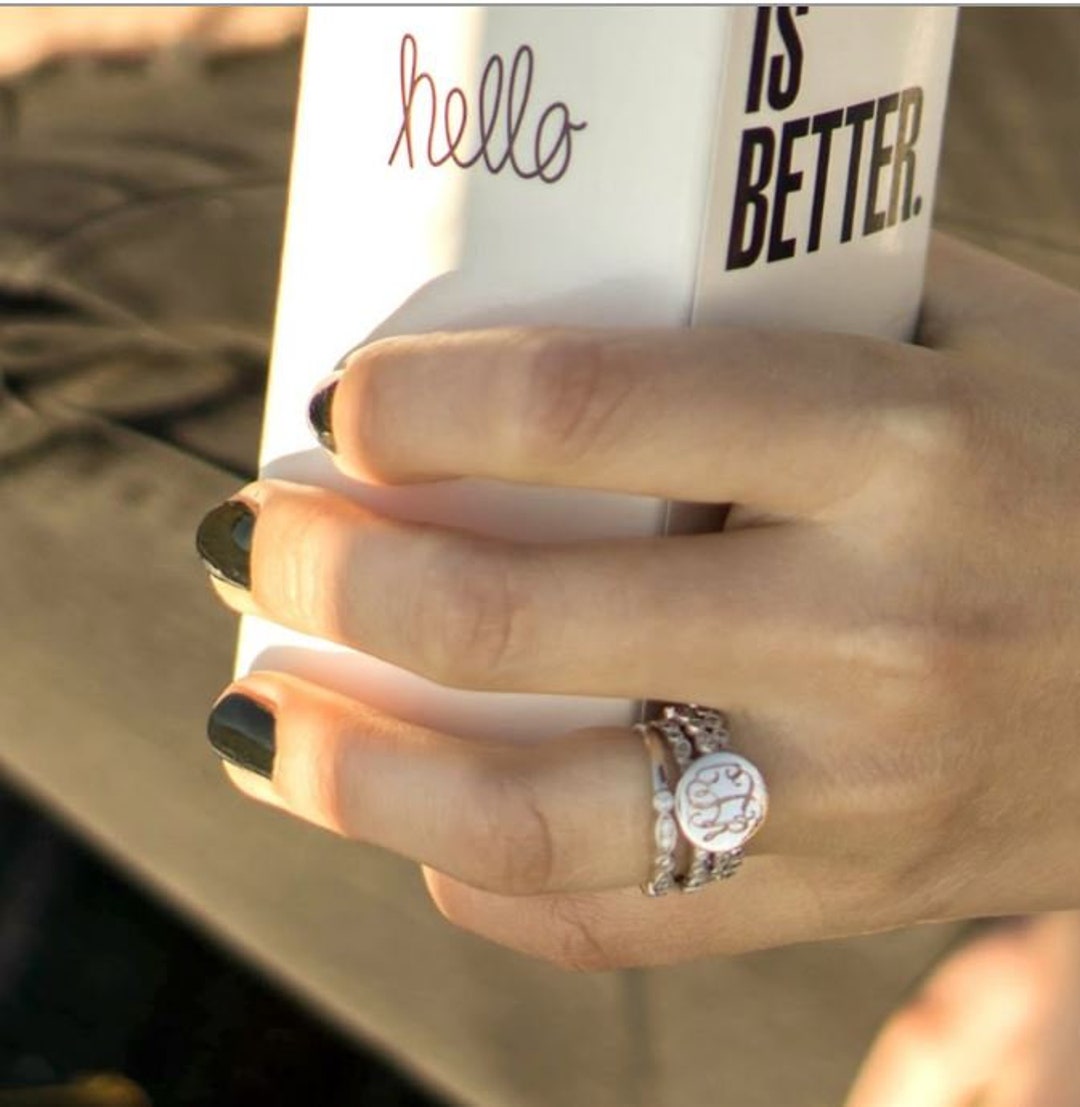 Monogrammed Sterling Silver Ring Stackable Ring, Sterling Silver ...