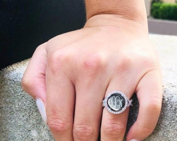 Monogrammed Ring, Sterling Silver Ring, Personalized Ring, Monogrammed ...