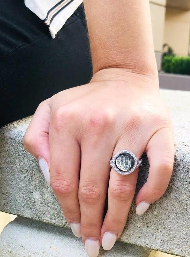 Monogrammed Ring Sterling Silver Ring Personalized Ring | Etsy
