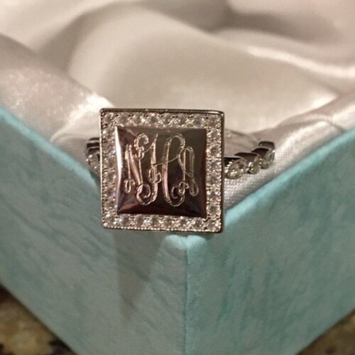 Monogrammed Ring Sterling Silver Ring Personalized Ring - Etsy