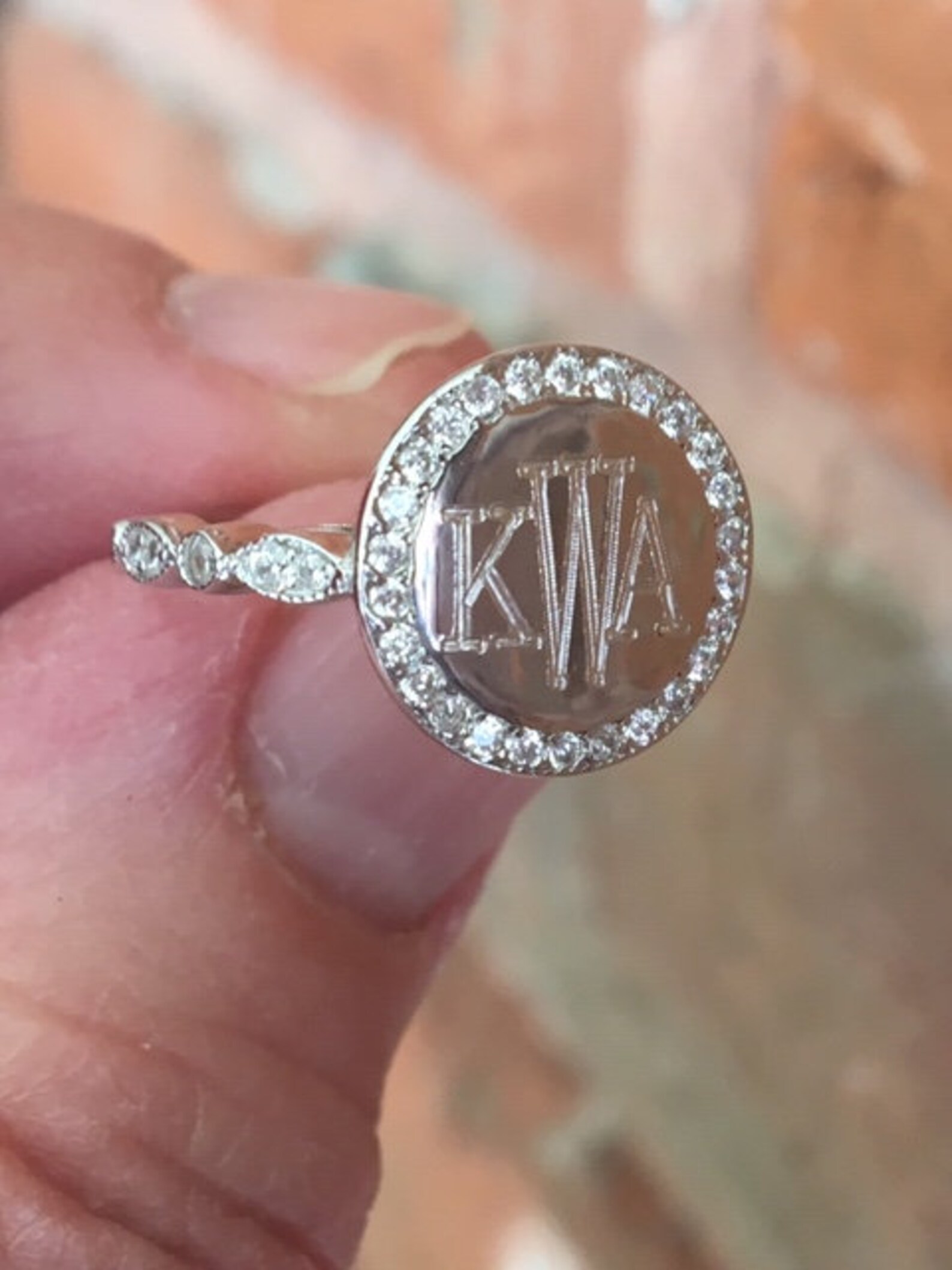 Monogrammed Sterling Silver Ringsterling Silver CZ Ring | Etsy