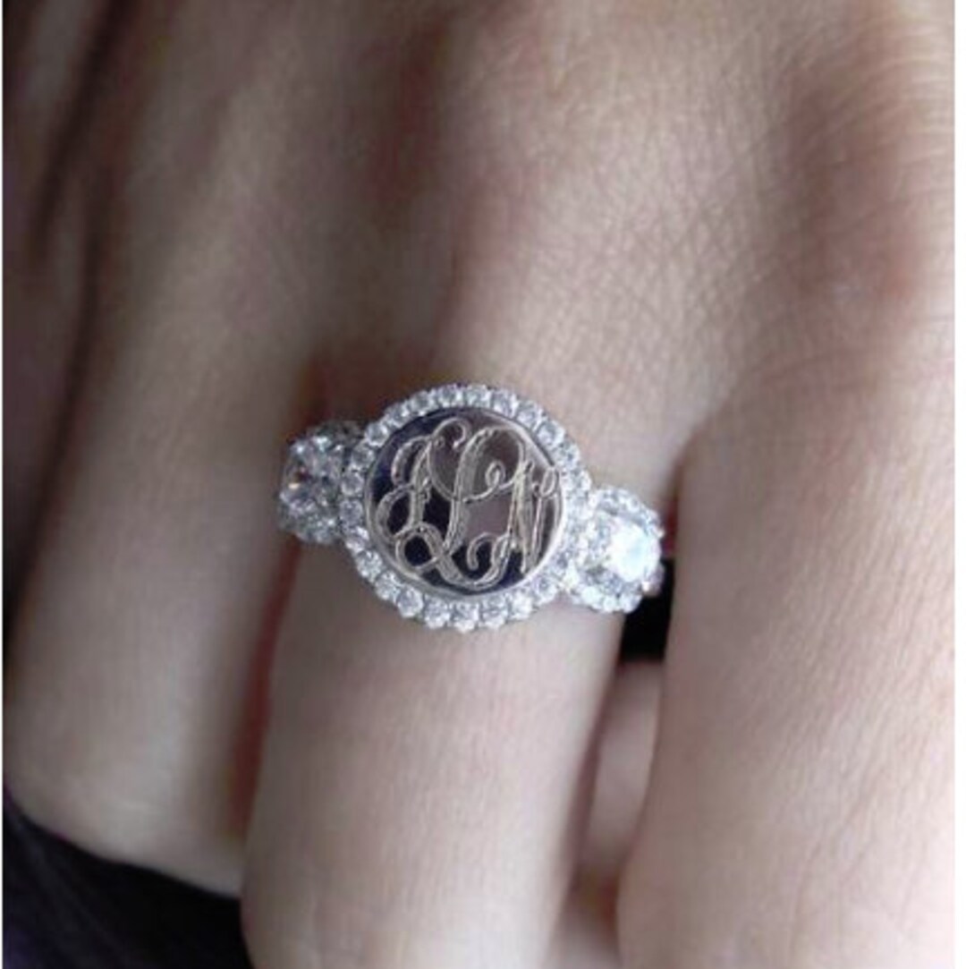 Monogram Ring, Sterling Silver Ring, Monogrammed Sterling Silver Ring ...