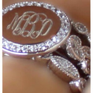 Monogrammed Ring, Sterling Silver Ring, CZ Sterling Ring, Stackable Ring, Gift for Her ...