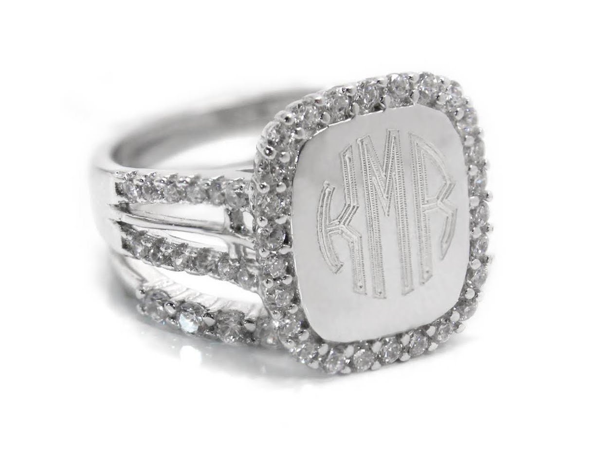 Monogrammed Ring Sterling Silver Ring Personalized Jewelry - Etsy