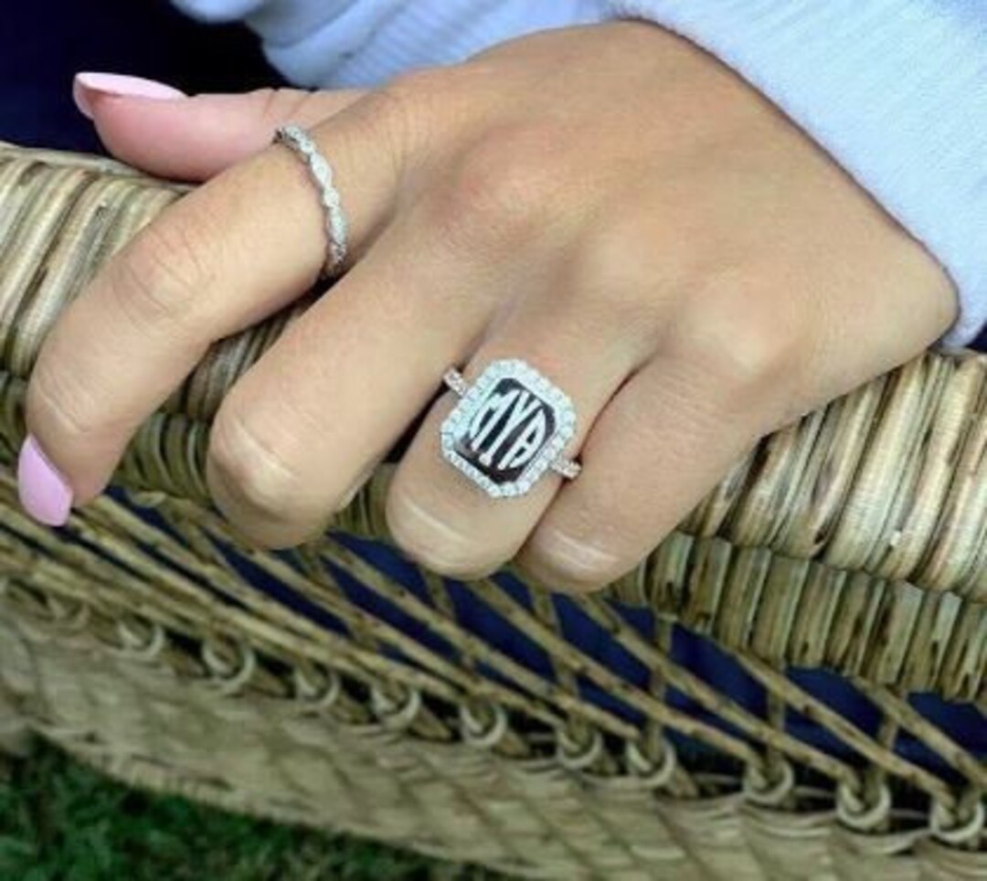 Monogram Ring, Sterling Silver Stackable Ring, Personalized Stacked Ring, Gifts for Her ...