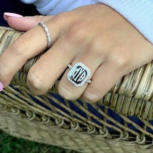 Monogram Ring Sterling Silver Stackable Ring Personalized - Etsy