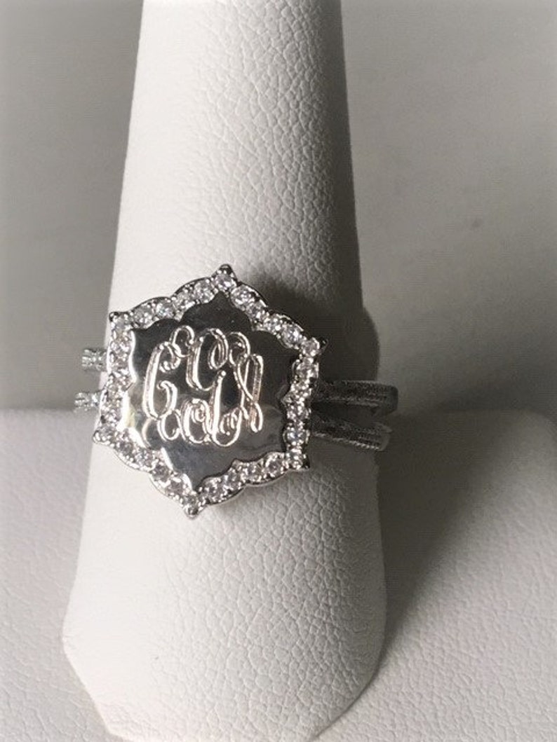 Monogrammed Sterling Silver Ring Monogram Ring Personalized - Etsy