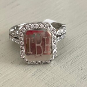 Monogram Ring, Sterling Silver Stackable Ring, Personalized Stacked Ring, Gifts for Her ...