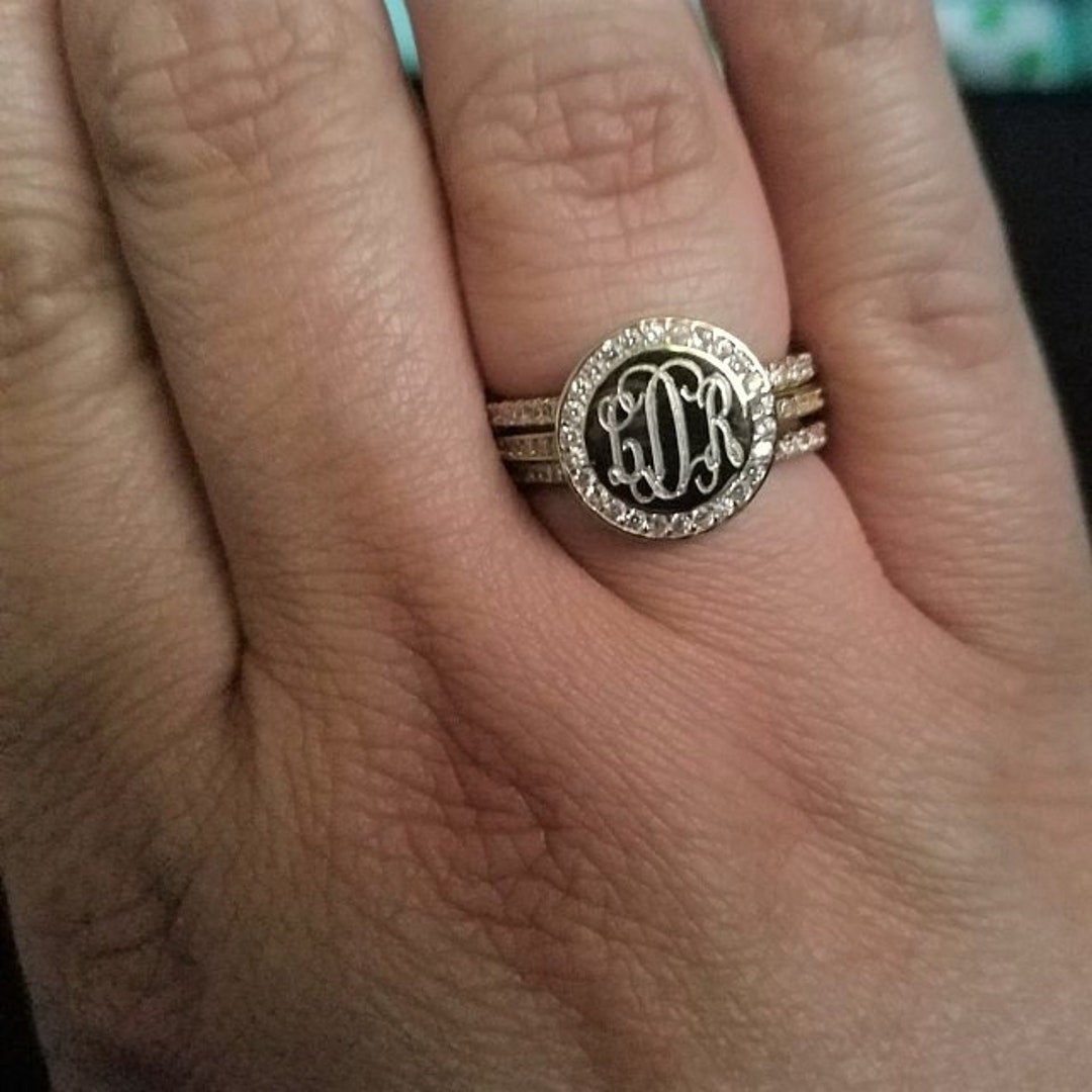 Monogrammed Ring, Sterling Silver Stackable Ring,engraved Ring ...